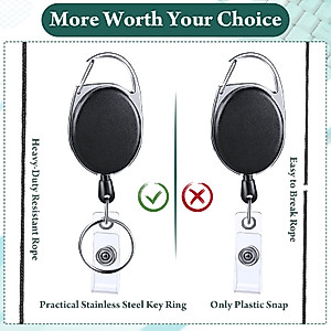 50 Pack Heavy Duty Retractable Badge Reels Batch Holder Name ID Badge Clips Keychain Badge Holder Key Card Retractable Holder Reel Clip for Office Worker Doctor Nurse Employee (Black)