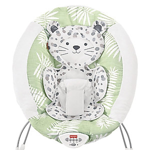 ​Fisher-Price Snow Leopard Deluxe Bouncer, Bouncing Baby seat with Soothing Music, Sounds, and Vibrations