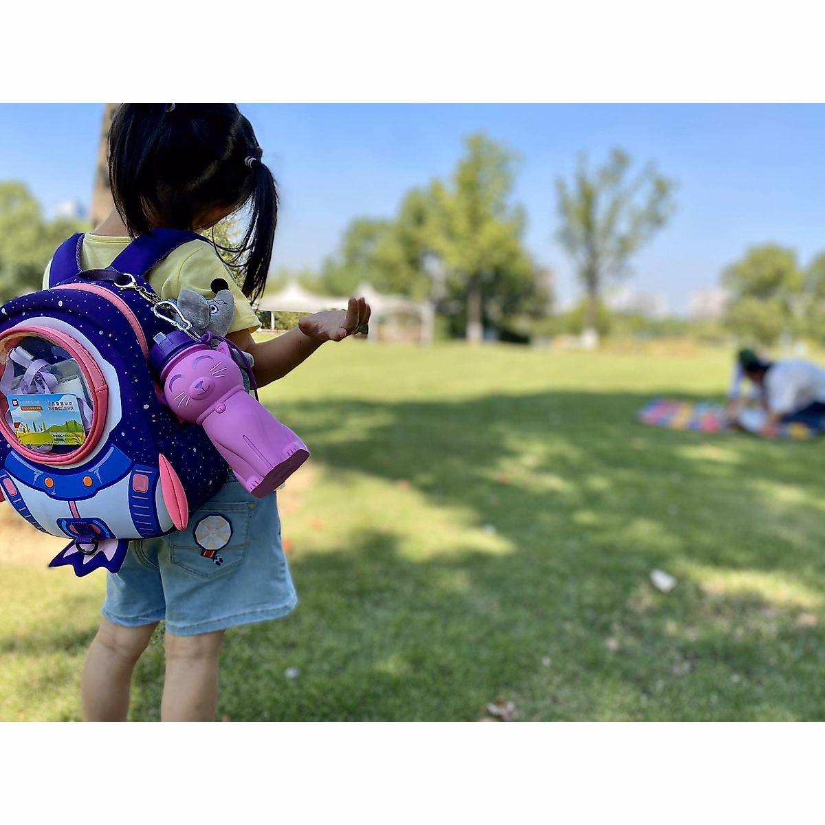 Collapsible Cat Kids Water Bottle BPA Free Portable Leak Proof with Silicone for School Travel Outdoor