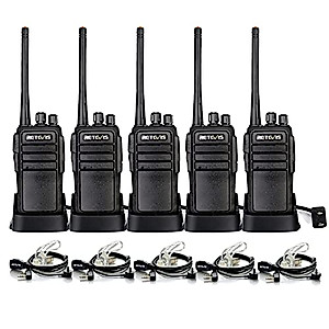 Case of 5,Retevis RT21 Walkie Talkies for Adults Long Range, Handfree Rugged Two Way Radio with Earpiece for Commercial Construction Warehouse Security 2 Way Radios