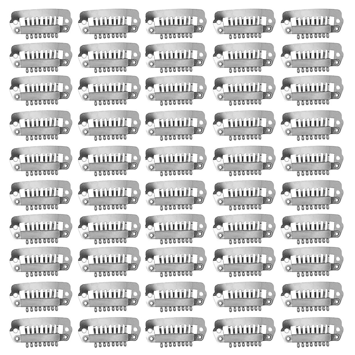 Hair Extension Clips,Wig Clips to Secure Wig No Sew,Hair Wig Clips Hair Extension Clips Set Stainless Steel DIY 8 Teeth Snap Comb Wig Clips Accessories 1.1in (50pcs)(silver), Hair Extension Clips