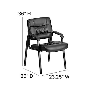 Flash Furniture Haeger Black LeatherSoft Executive Side Reception Chair with Titanium Gray Powder Coated Frame