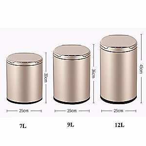 Automatic Trash Can for Kitchen, Infrared Motion Sensor Garbage Can Wastebaskets, Round Stainless Steel Garbage Bin with Lid-Black 7 L 1.8 Gal