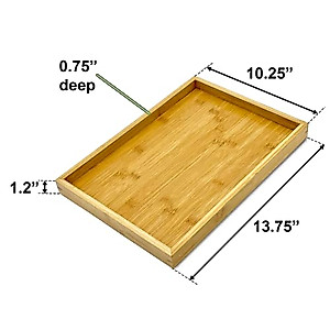 Bam & Boo - Natural Bamboo Rectangle Serving & Vanity Tray - for Kitchen Bathroom Countertop, Coffee Table (Large, 13.75inch x 10.25inch x 1.2inch), Beige