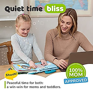 deMoca Montessori Busy Book for Toddlers, Travel Quiet Book with 10 Pages for Learning Boys and Girls, Sensory Cloth Activity Book with Interactive Daily Activities, Travel Toy for Kids