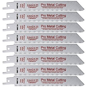 6-Inch Thick Metal Cutting Reciprocating Saw Blades (18 TPI) Made of Long Lasting Bi-Metal (HSS Teeth Bonded to HCS Body) - 8 Pack - Caliastro