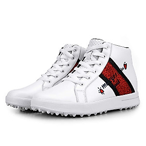 BHB High Heel Golf Shoes for Women and Girls, Waterproof Spikeless Glitter Golf Shoes for Girls Black