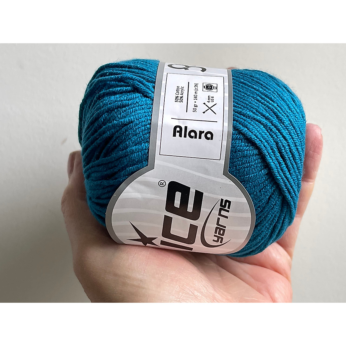 Dark Turquoise Blue Alara - DK Weight Cotton Blend Yarn 50 Grams (1.75 Ounces) 140 Meters (153 Yards)