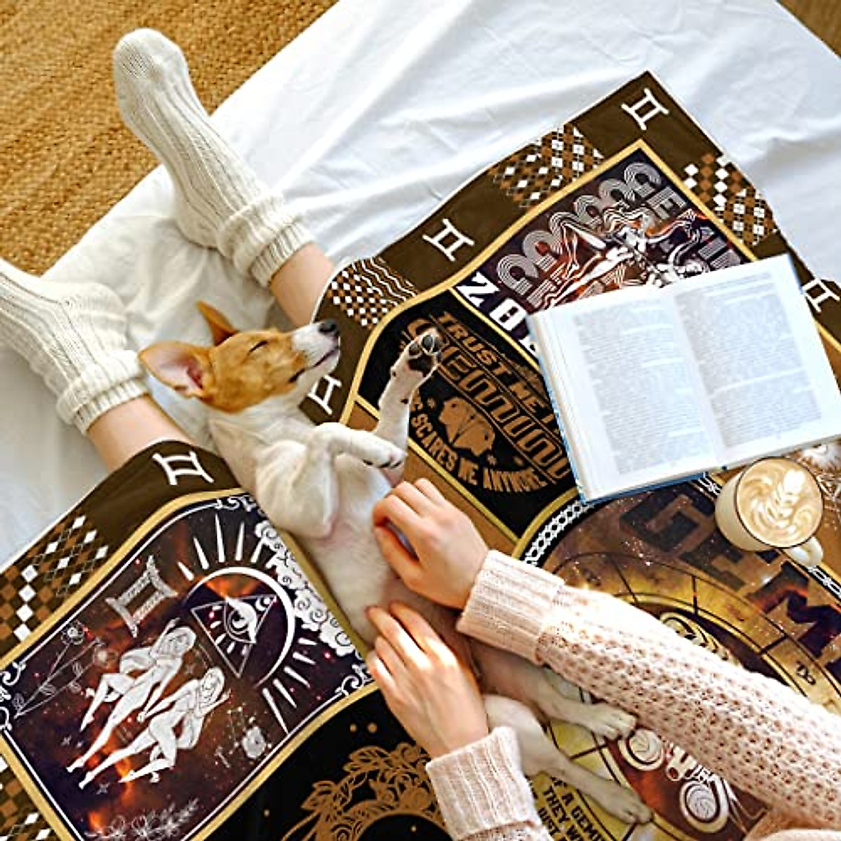 Gemini Zodiac Gift Constellation Blanket Astrology Gifts Throw Blanket Birthday Gift Idea Lightweight Microfiber Flannel Decorate Blanket for Women Men Size 50"X40"