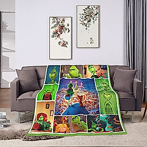 Green Monster Plush Flannel Blanket Fuzzy Super Soft Cozy Warm Lightweight for Bed Couch Sofa Travel Outdoor Camping and All Season Throw