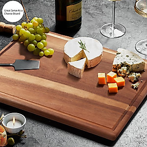GinSent Cutting Boards,Premium Acacia Wood Cutting Board Set of 3,Wooden Cutting Boards for Kitchen Dishwasher Safe,3 Suitable Sizes Chopping Boards for Meat Vegetables Cheese and Bread