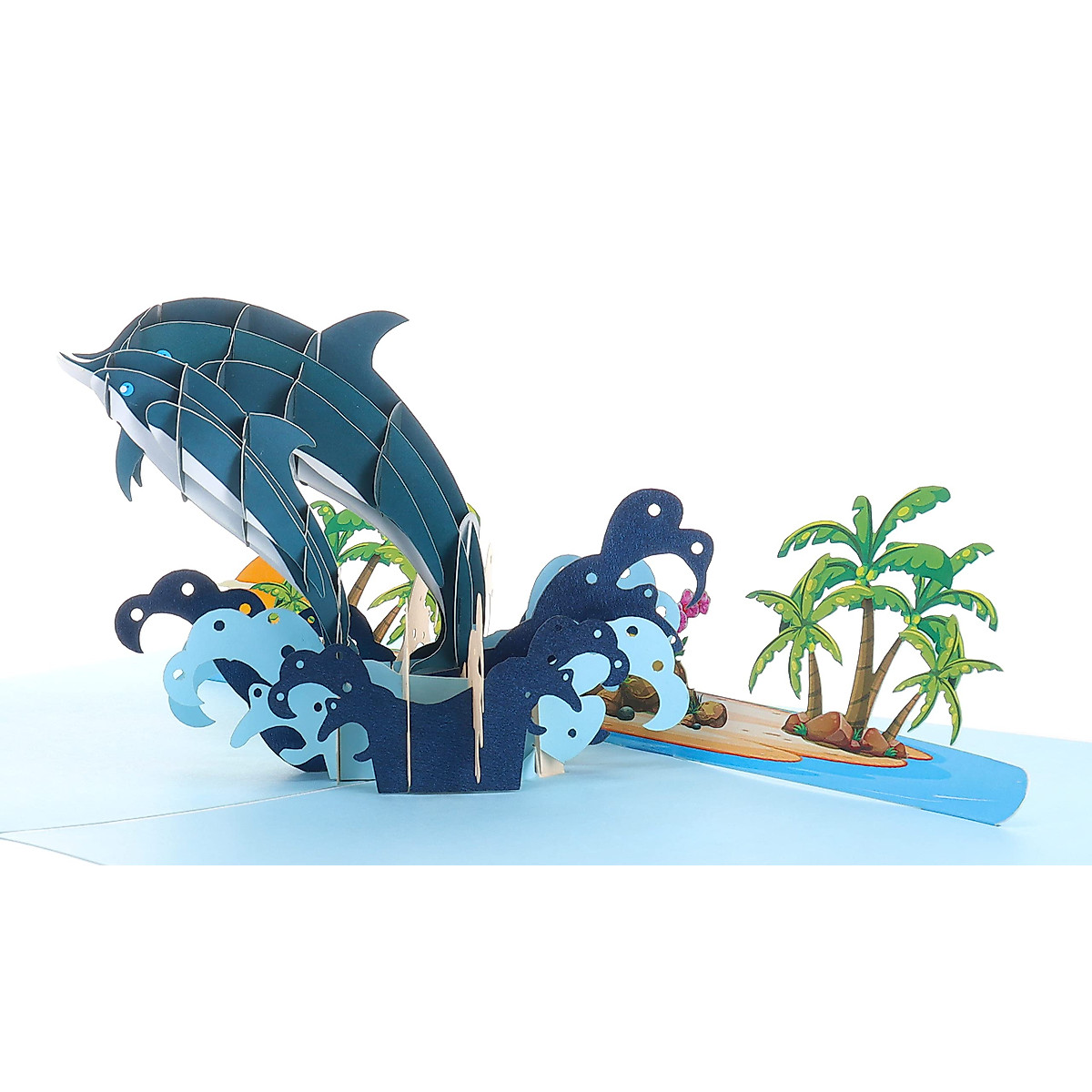 iGifts And Cards Awesome Dolphins Family 3D Pop Up Greeting Card – Sea Lovers Birthday Card, Best Happy Friendship Day, Funny Thinking of You, Cute Mother's Love, 6" X 8"