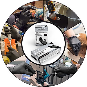 AMMEX Black Nitrile Exam Gloves, Box of 100, 3 Mil, Size Small, Latex Free, Powder Free, Textured, Disposable, Non-Sterile, Food Safe, ABNPF42100BX