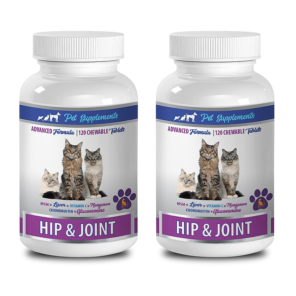 Pet Supplements cat Joint Treats - Hip and Joint - for Cats - Health and Care - CHEWABLE - chondroitin for cat - 2 Bottle (240 Chews)