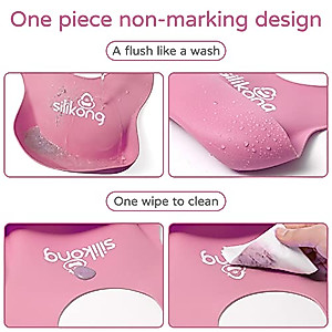 Silicone Bibs for Babies with Crumb & Drip Catcher Pocket | For Babies & Toddlers | Waterproof, Easy to Clean | 2 Colors Set (Pink/Gray)