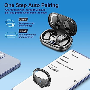 hadbleng Ear Buds Wireless Earbuds Bluetooth 5.3 Headphones 60Hrs Playtime Sports Earhooks Over Ear Earphones with LED Display, IPX7 Waterproof Built-in Mic Headset for Workout, Running, Gym