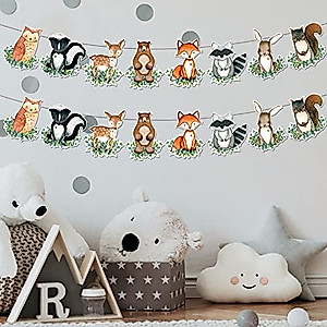 2Pcs Woodland Animals Baby Shower Garland Banner Woodland Animals Baby Shower Decorations Woodland Birthday Decorations Woodland Theme Baby Shower Decorations