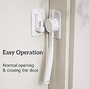 EUDEMON 1 Pack Child Proof Door Finger Pinch Guard, Baby Door Stopper& Door Latch, Adjustable Door Lever Handle for Pets, Great Door Lock for Dogs, Easy Cats Entry(White)