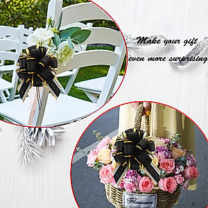 HQJAXJ 6 Pieces Black Bows for Gift Wrapping Pull Bow Ribbon Pull Bows for Christmas Wedding Baskets Valentine's Day Bows 6 inch Pull Bow for Gift Wrapping (Black)