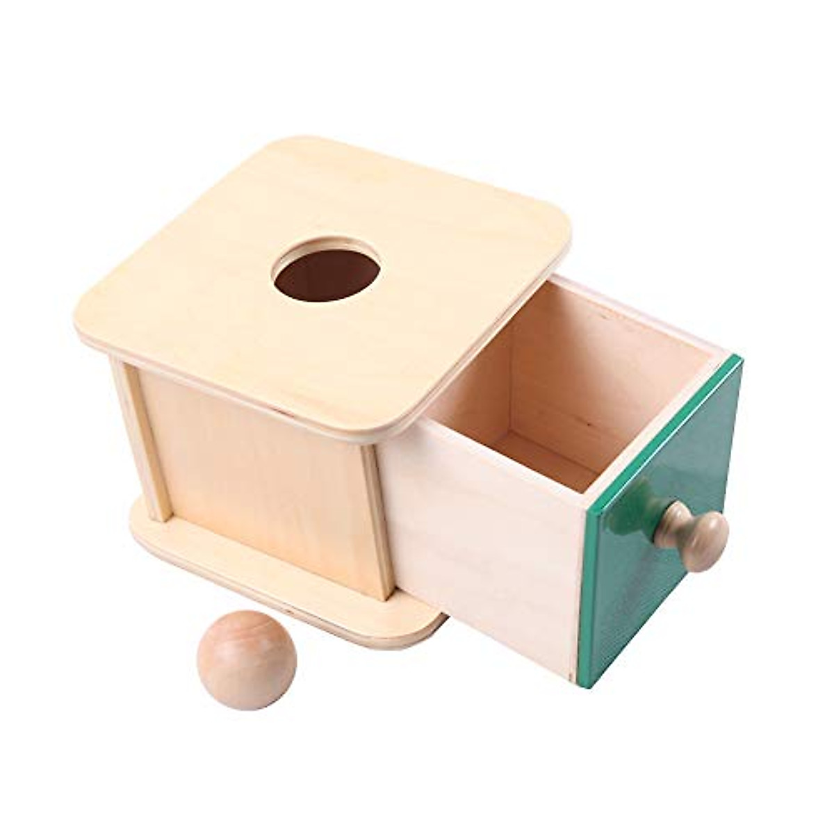 Adena Montessori Wooden Object Permanence Box with Drawer Imbucare Box w/ Ball Montessori Materials