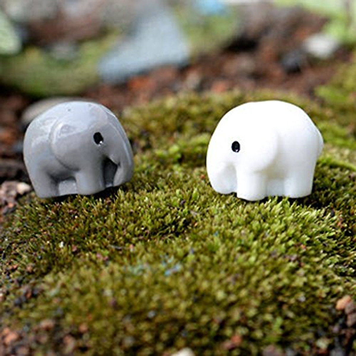 10Pcs Miniature Grey Elephant Fairy Garden Moss Micro Landscape Bonsai Decor Craft