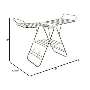 Clothes Drying Rack – Folding Indoor/Outdoor Portable Dryer for Clothing and Towels – Collapsible Laundry Clothes Stand by Everyday Home (Silver)