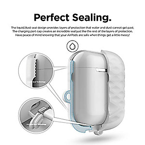 elago Waterproof Hang Active Case [Nightglow Blue] - Compatible with Apple AirPods 1 & 2, Supports Wireless Charging, Waterproof, Dust Proof, Added Carabiner