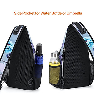 MOSISO Mini Sling Backpack,Small Hiking Daypack Pattern Travel Outdoor Sports Bag, Ink-wash Painting