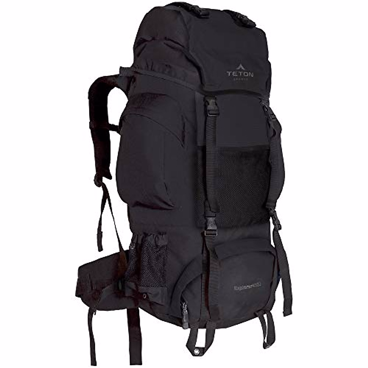 TETON 65L Explorer Internal Frame Backpack for Hiking, Camping, Backpacking, Rain Cover Included, Onyx
