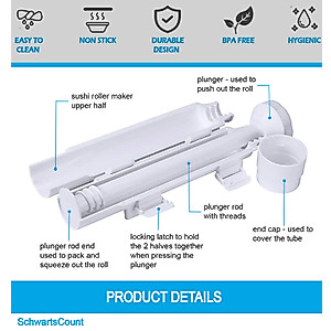 Sushi Roller Kit Sushi Maker Starter Set Sushi Bazooka Making Kit Sushi Rolling Kit in a Retail Gift Box
