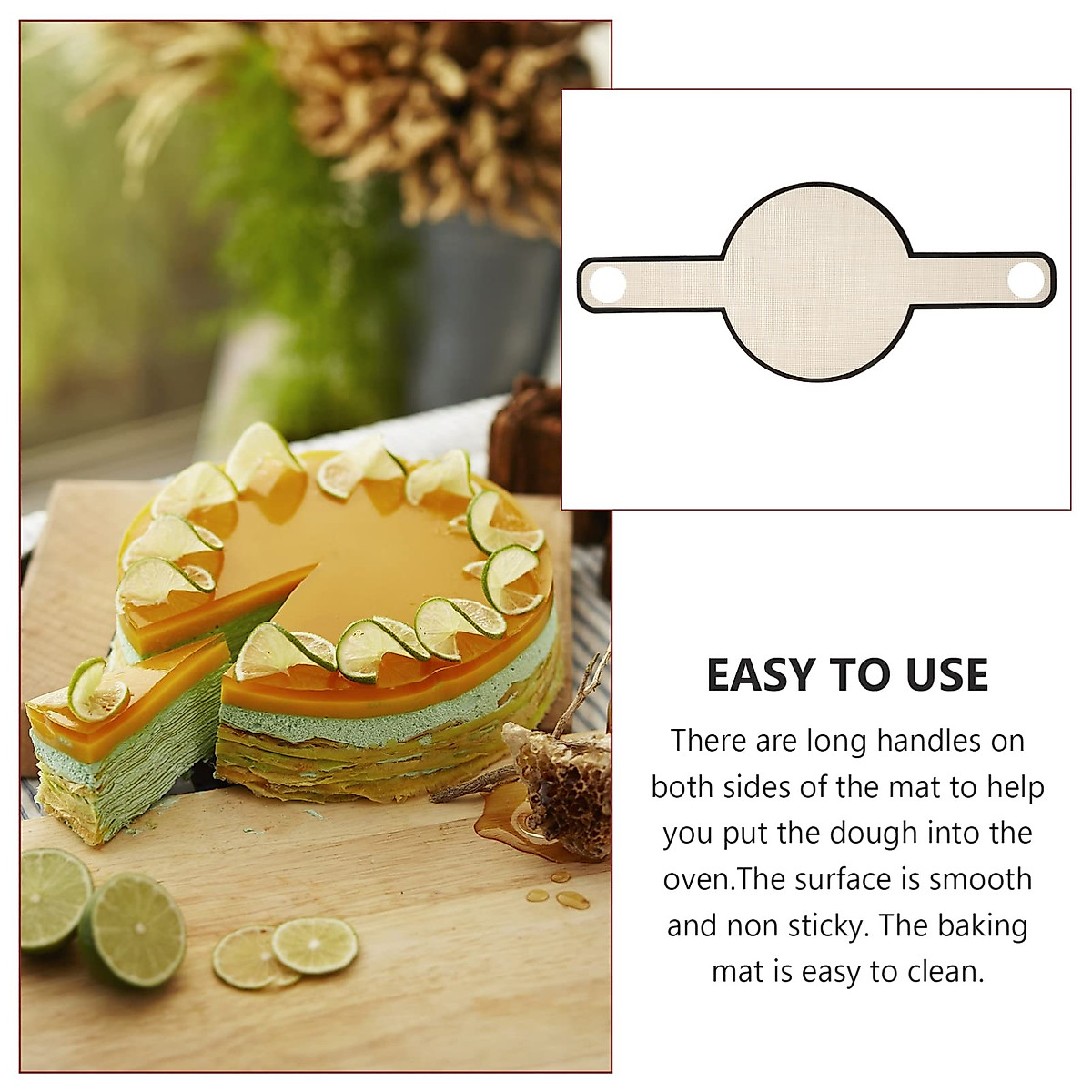 Cabilock Kitchen Mats Baking Mat for Oven Bread Baking Glass Fiber Bread Baking Mat Handle Dough Transfer Mat Bread Sling Replace Parchment Paper (Brown) Sourdough Bread