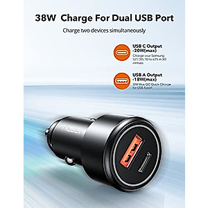 USB C Car Charger,THREEKEY 38W PD Car Charger Fast Charging, USB Type C Car Charger Adapter Cargador para Carro for iPhone 14 13 12 11,iPad Pro,Samsung Galaxy,LG,Google Pixel,Moto