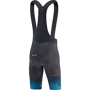 GORE WEAR Men's Force Fade Bib Shorts, Black/Sphere Blue, Medium