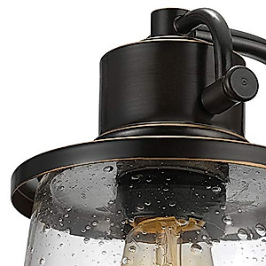 Globe Electric 44127 Charlie 1-Light Outdoor Indoor Wall Sconce, LED Bulb Included, Oil Rubbed Bronze, Clear Seeded Glass Shade