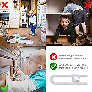 Goodv Baby Proof Cabinet Lock - 2 Pack Adjustable Child Safe U Shape Straps Multi-use for Closet Drawer Dresser No Adhesive No Tools(2)
