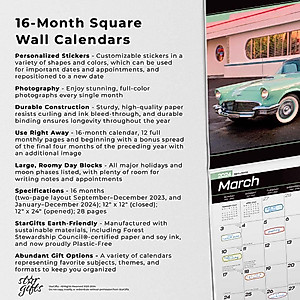 American Sports Cars OFFICIAL | 2024 12 x 24 Inch Monthly Square Wall Calendar | Sticker Sheet | StarGifts | Racing Automotive