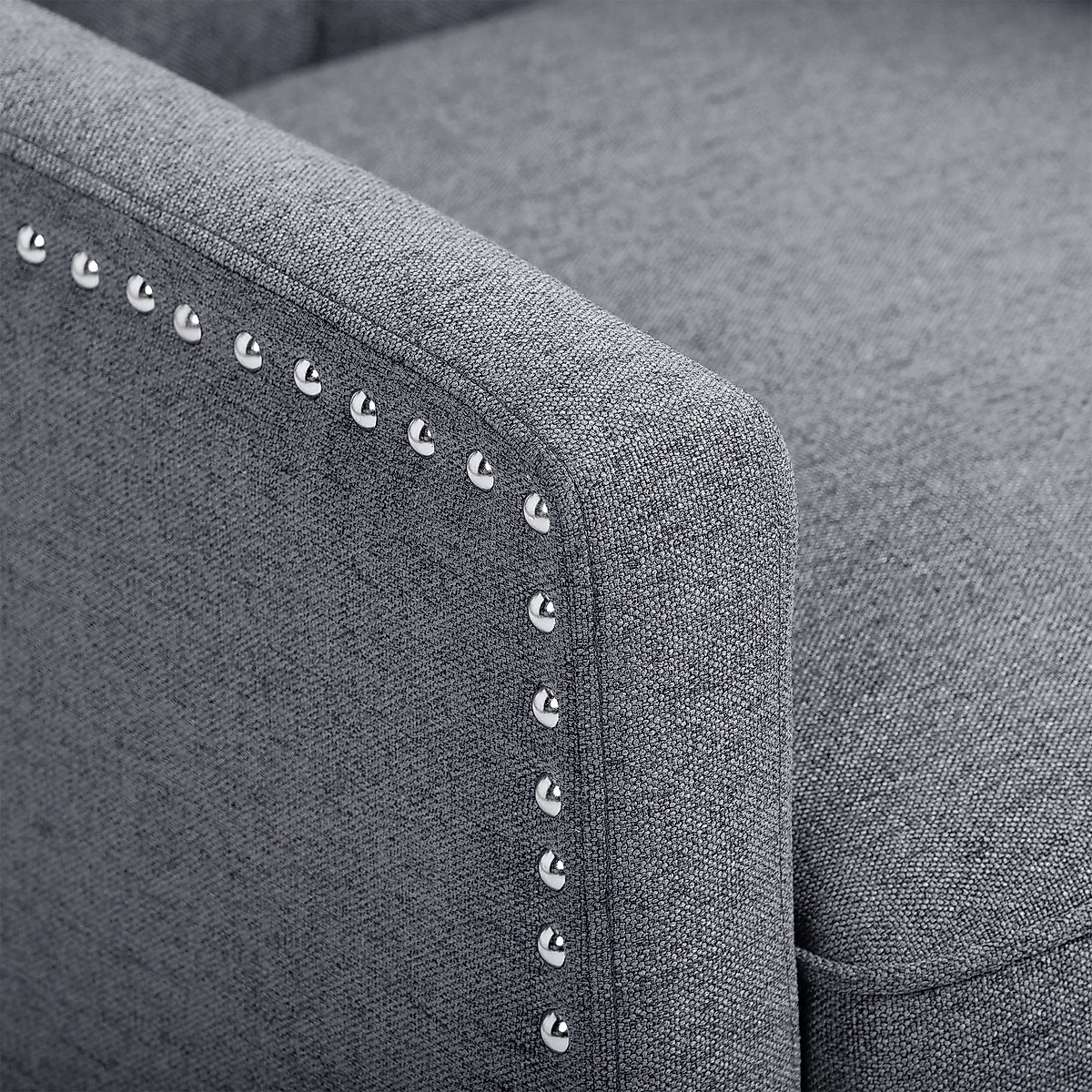 Pushback Recliner Chair,Comfy Wingback Recliner Sofa Chair with Adjustable Backrest,Tufted Fabric Accent Armchair with Vintage Rivets Trim for Living Room Office Home Theater (Gray-New)