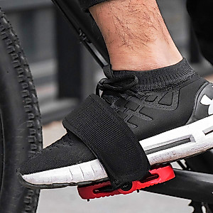 HQdeal 1 Pair Universal Bicycle Fixed Strap Anti-Slip Double Adhesive Pedal Toe Clip Strap Cycling Pedal Accessory (Black)