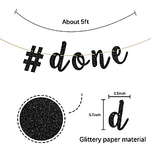 INNORU # Done Banner - Black Glitter Congrats Grad Sign, High School, College, University Graduate Party Decorations Supplies