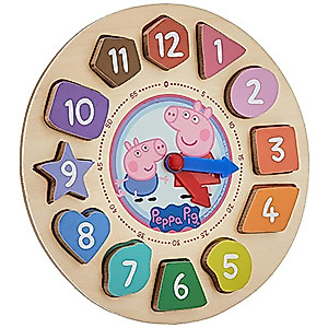 Peppa Pig Shape Sorter Clock Puzzle for 36 months to 48 months, 14Pieces (12Piece numbers + Clock + Stand )