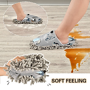 Childish Funny Dogs Mop Slippers Shoes Cover for Floor Cleaning Washable Hair Dirty Dust Cleaners Microfiber Mop Socks for Kitchen House Office