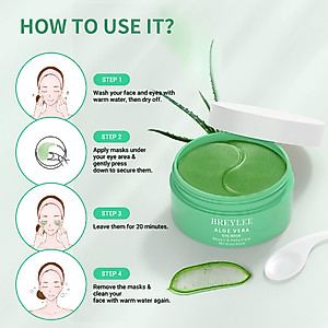 BREYLEE Aloe Vera Eye Mask– 60 Pcs - Eye Treatment Mask, Under Eye Bags Treatment, Under Eye Masks for Puffy Eyes, Anti-Aging,Anti-Wrinkle and Fine Lines, Under eye Dark Circles