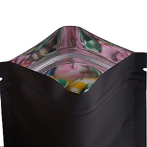 QQ Studio 100 Multiple Size & Matte Colored Flat Zip Lock Bags (MED ~ 4.7"x7.1", Matte Black)