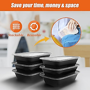 Teivio 35Pack 16oz Disposable Meal Prep Containers, Plastic Food Storage Containers with Lids, Leak proof, Microwave and Freezer Safe,for preparing lunch, snacks, salad or sandwiches (Black)