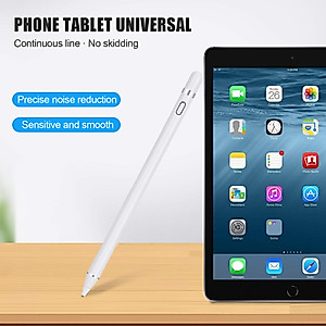 Stylus Pen for Touch Screens Rechargeable 1.5mm Fine Point Active Stylus Pen Smart Pencil Digital Compatible iPad and Most Tablet (White) (White)