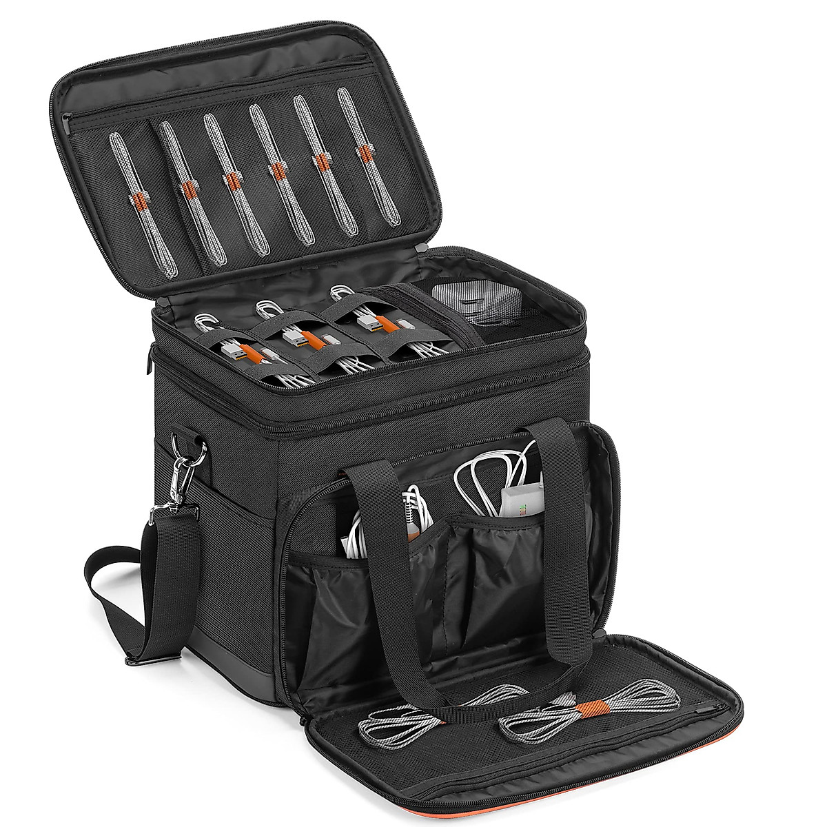Trunab Double-Layer Carrying Case Compatible with Jackery Portable Power Station Explorer 1000, Battery Case with Waterproof Bottom and Upper Compartment for Charging Accessories