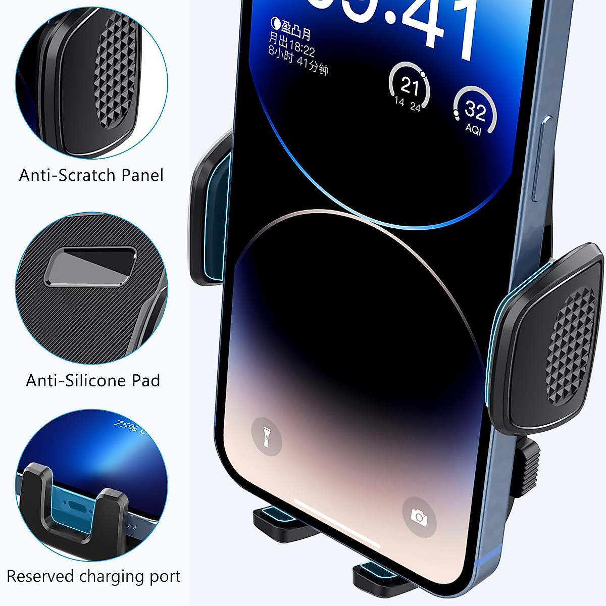 Phone Dash Mount for Car, Phone Holder for Car Windshield Dashboard Window, Gun Mount Hands Free Universal Automobile Cell Phone Holder Fit for iPhone Smartphones