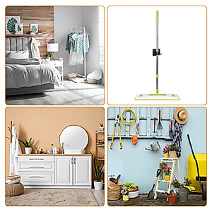 uxcell 12pcs Mop Broom Holder Wall Mount, 304 Stainless Steel Mop and Broom Holder, Wall Mounted Broom Hanger for Bathroom, Kitchen, Office, Black