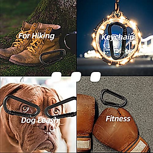 EZYA Carabiner Clip, 860lbs, 3" Iron Heavy Duty Carabiner, D Shape Hook - Hammocks, Camping, Hiking Accessories, Keychains, Caribiniers for Dog Leash, Yoga Swing, Gym etc, Black