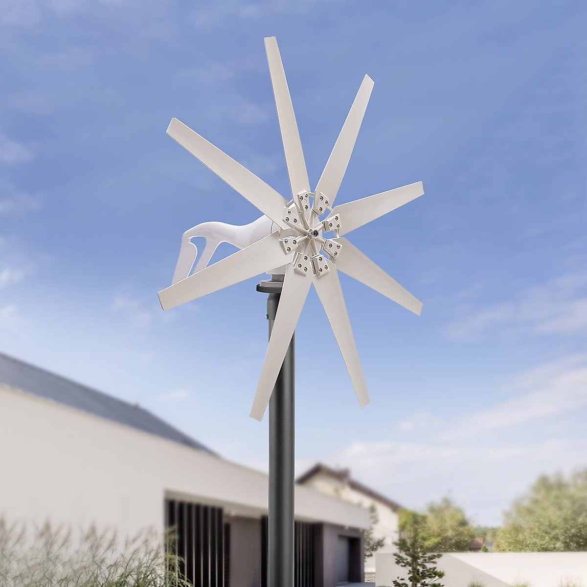 DONSU Wind Turbine Generator Kit 600W 12V w/8 Blade, Wind Generator Kit w/Charge Controller, Wind Power Generator for Marine, RV, Home, Windmill Generator Suit for Hybrid Solar Wind System